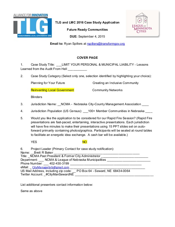 Limit Your Personal & Municipal Liability - Lessons Learned from the ... Limit Your Personal & Municipal Liability - Lessons Learned from the ...